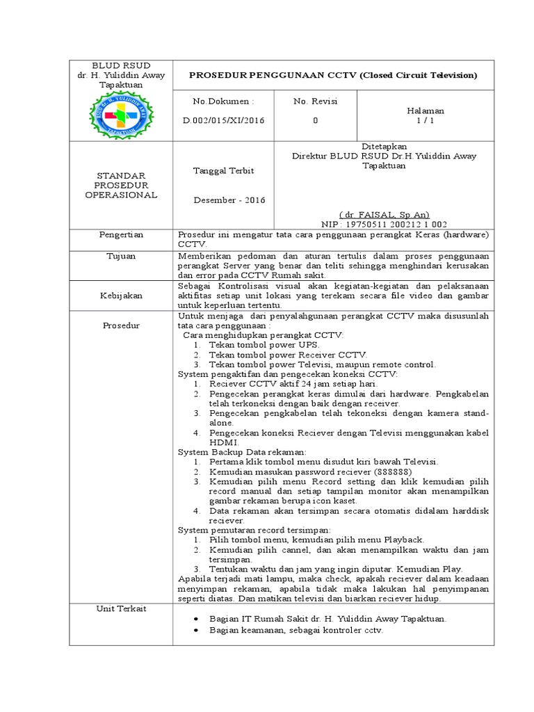 Prosedur Penggunaan CCTV | PDF