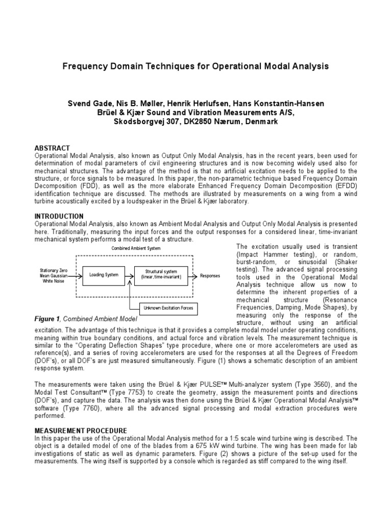 Frequency Domain Techniques For Operational Modal Analysis | PDF | Spectral Density | Matrix ...