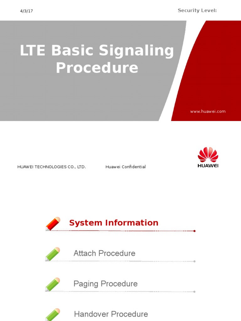 LTE Basic Signaling Procedure: Security Level | PDF