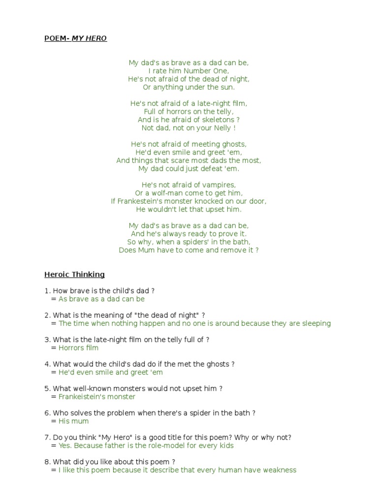 My Hero Notes and Questions - ForM 2 | PDF | Horror Films | Hero