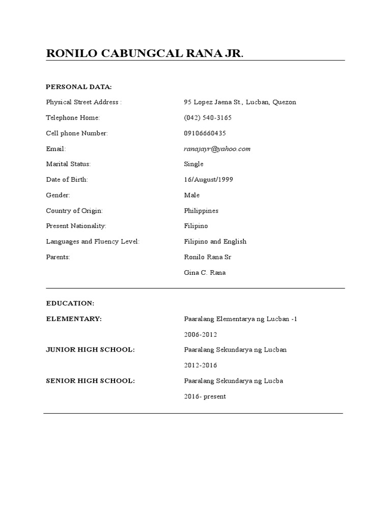 Stop CV Format | PDF | Information And Communications Technology ...