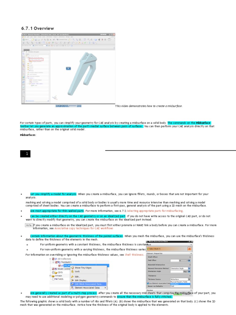 6.7 Creating Midsurfaces Before Meshing | PDF | Dialog Box | 2 D Computer Graphics