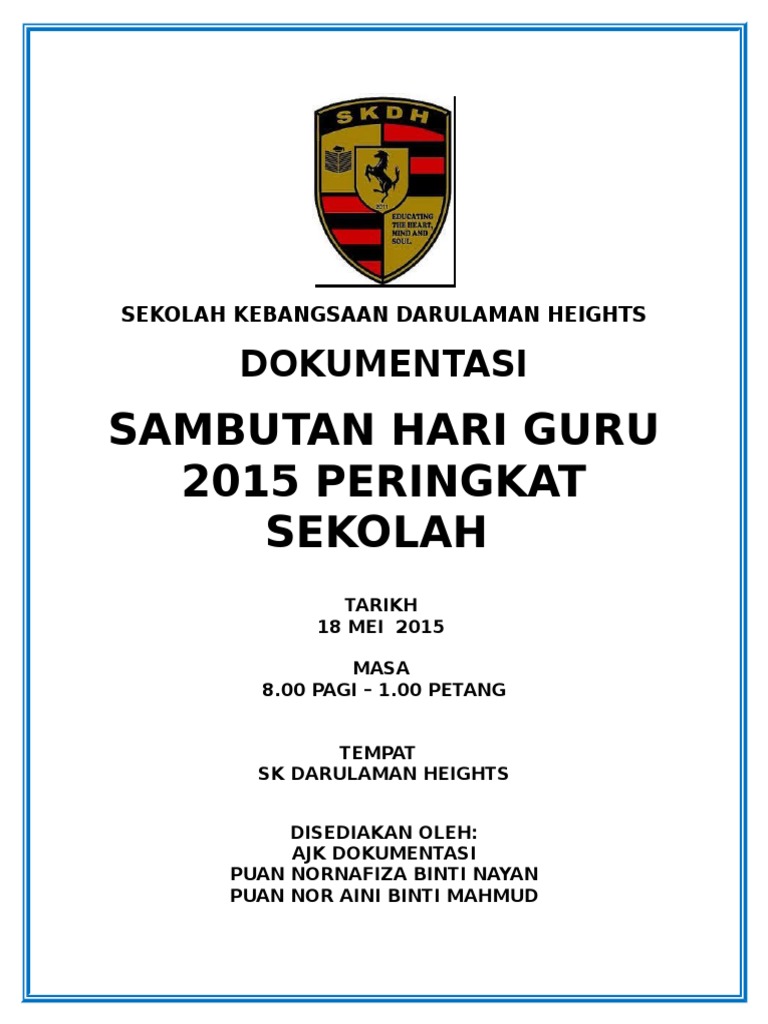 Dokumentasi Sambutan Hari Guru SKDH 2015 | PDF