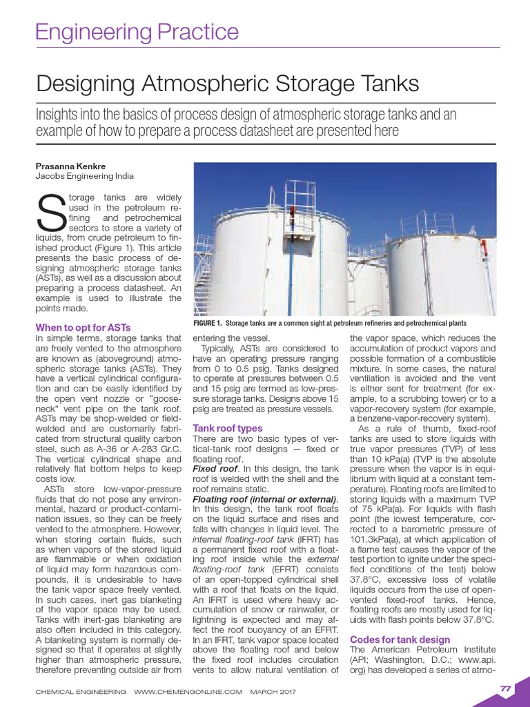 Designing Atmospheric Storage Tanks | PDF | Buoyancy | Pressure