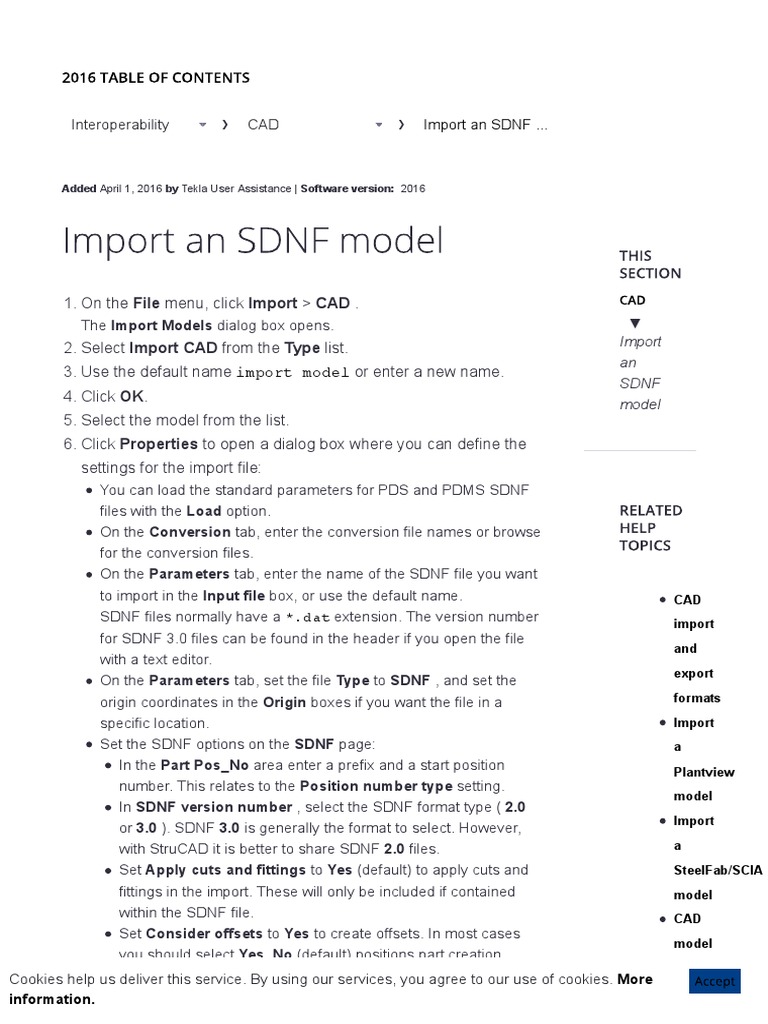 Import SDNF Models in Tekla 2016 | PDF | File Format | Tab (Gui)