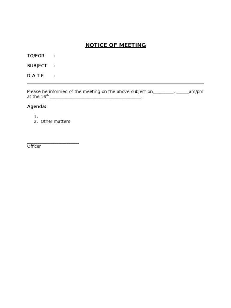 Notice of Meeting Template | PDF