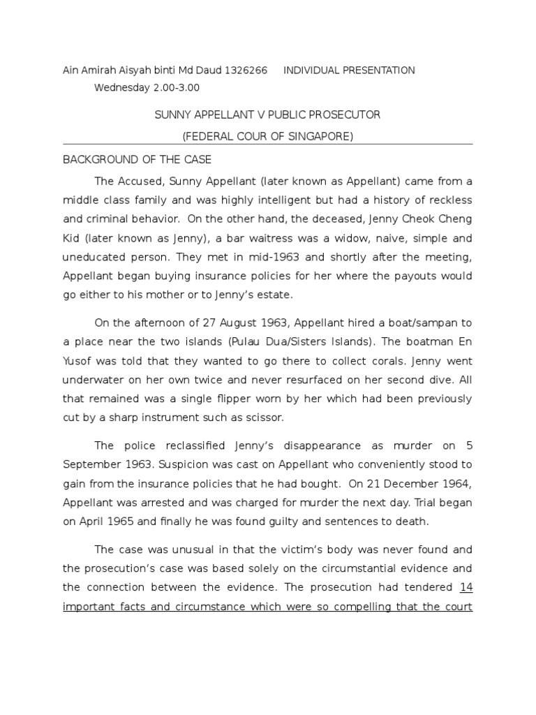 Sunny Ang's Murder Case Overview | PDF