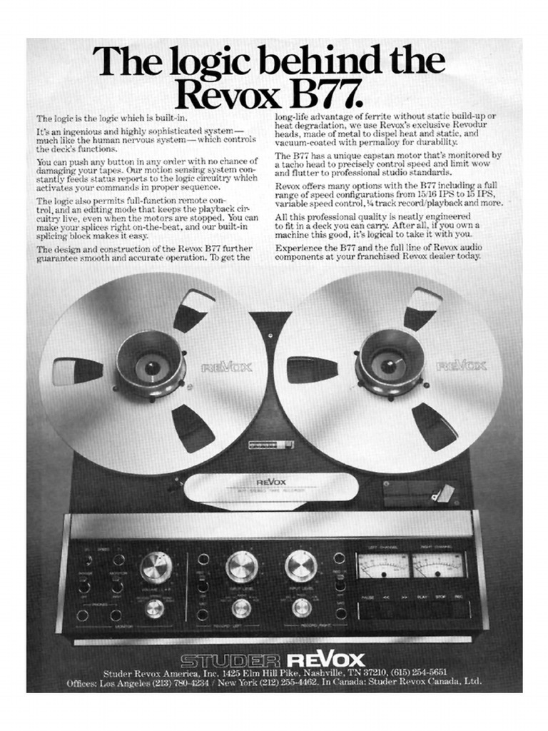 Revox B 77 Brochure | PDF
