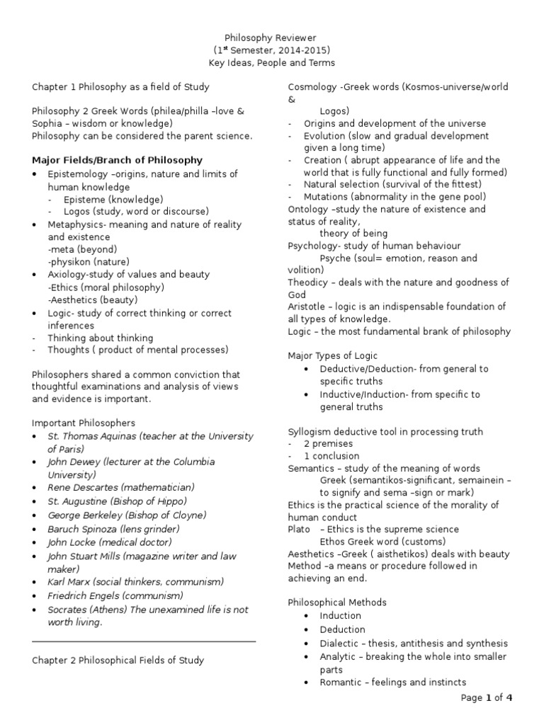 Philosophy Reviewer | God | Reason