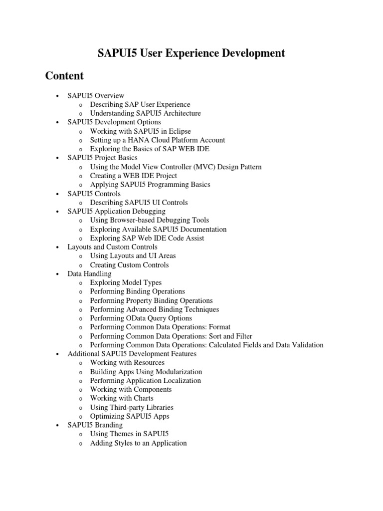 SAPUI5 Course Content PDF | PDF | Web Application | Application Software