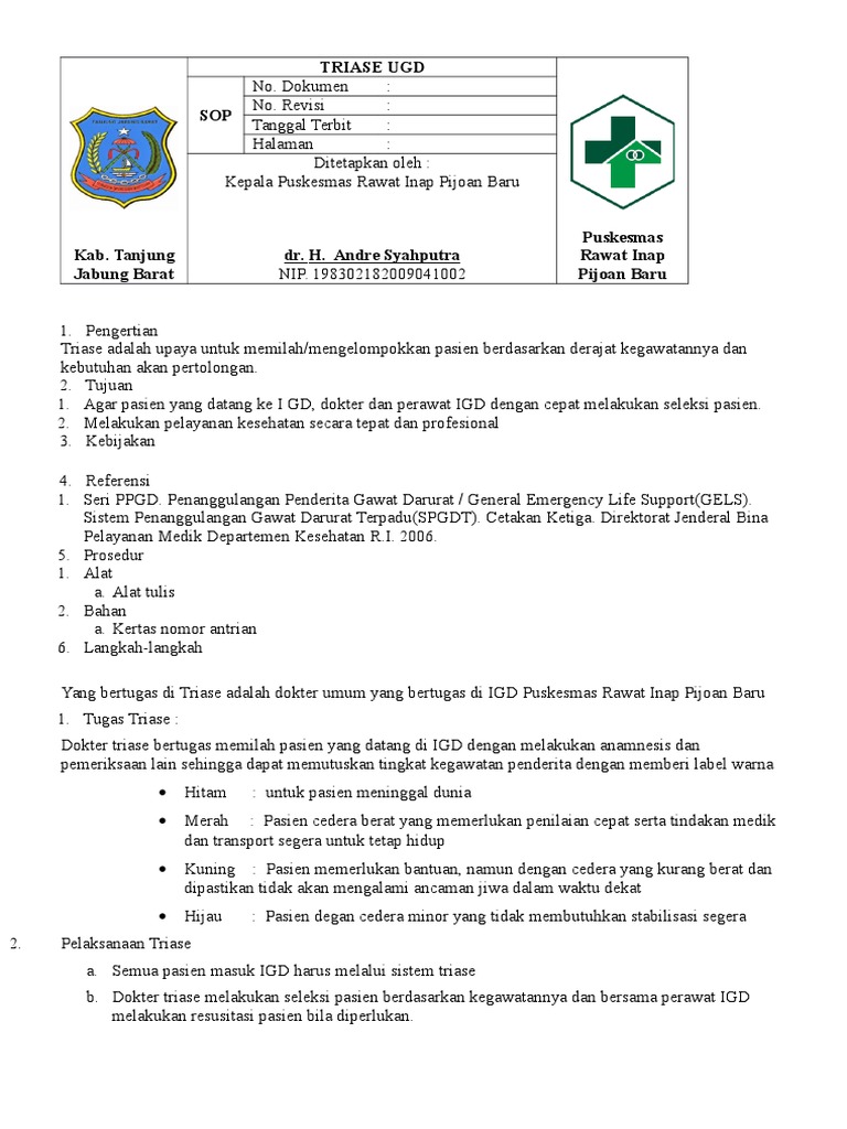 Sop Triase Ugd | PDF