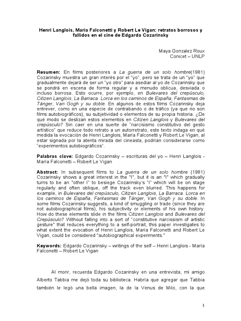 Henri Langlois, Maria Falconetti y Robert Le Vigan: Retratos Borrosos y ...