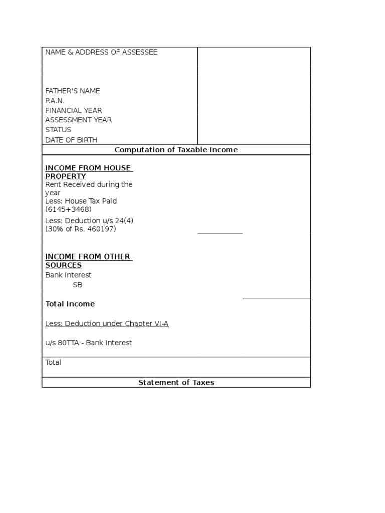 Computation of Taxable Income Income From House Property | PDF