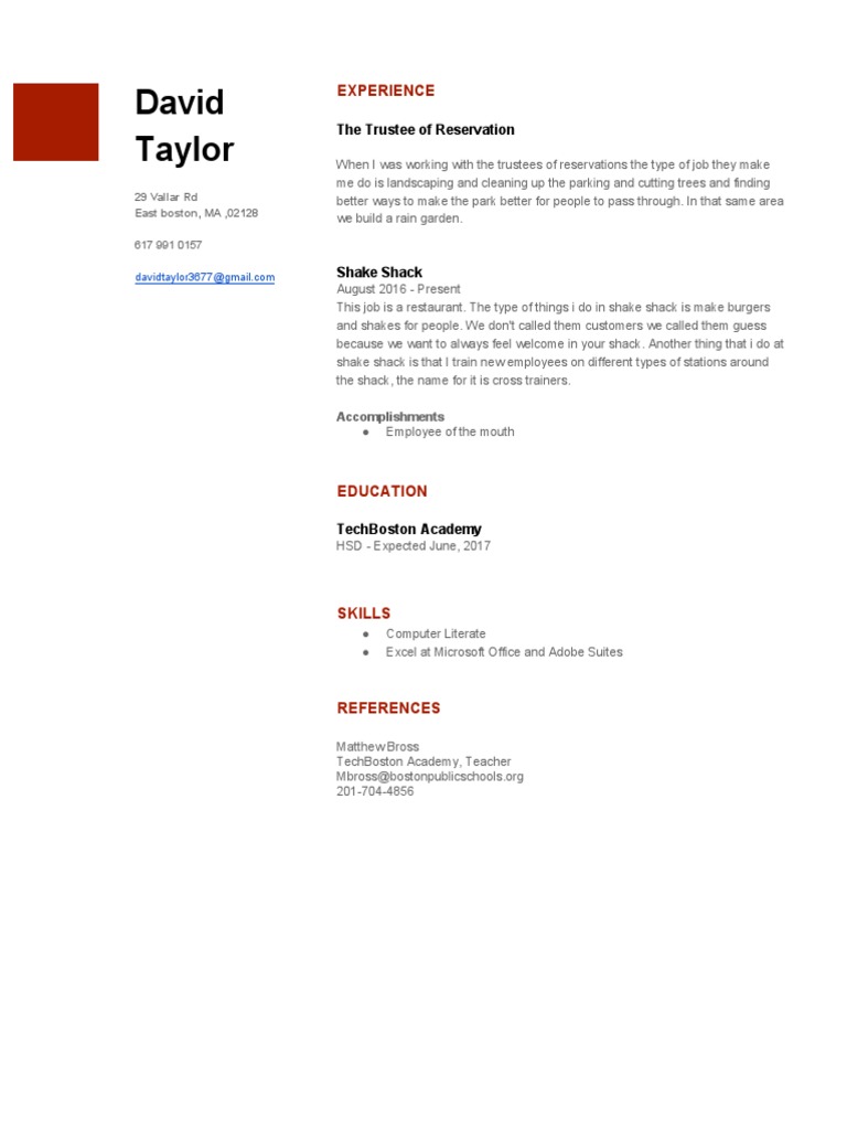 Resume-Template-Davidtaylor 1 | PDF