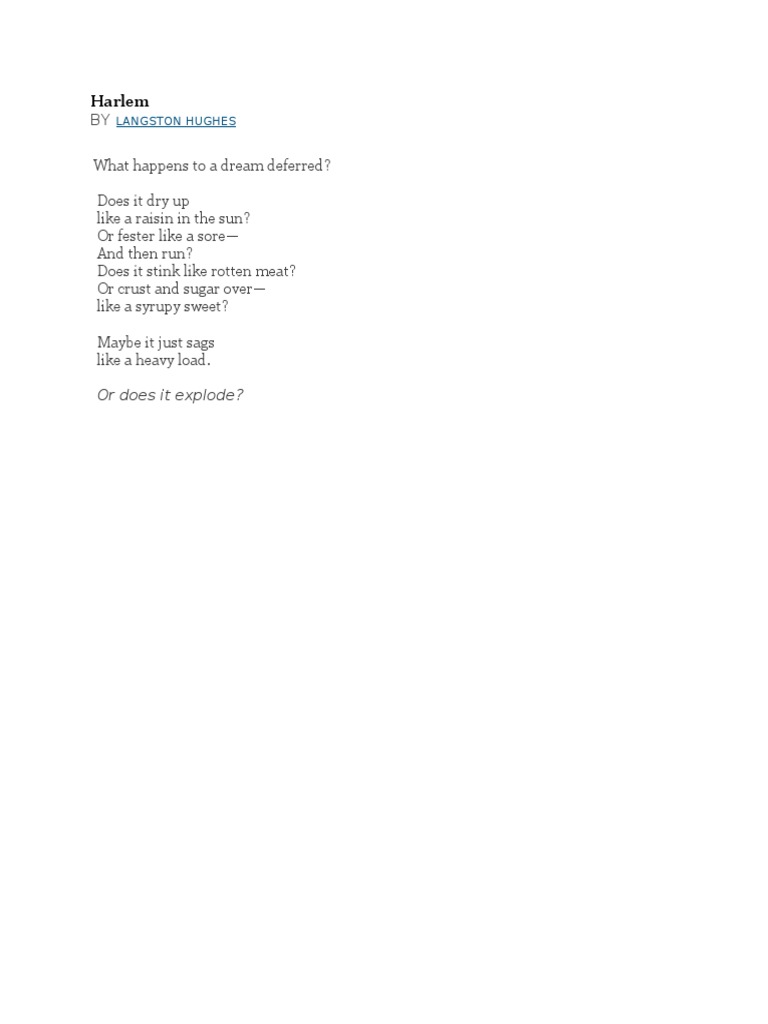 Harlem Poem | PDF