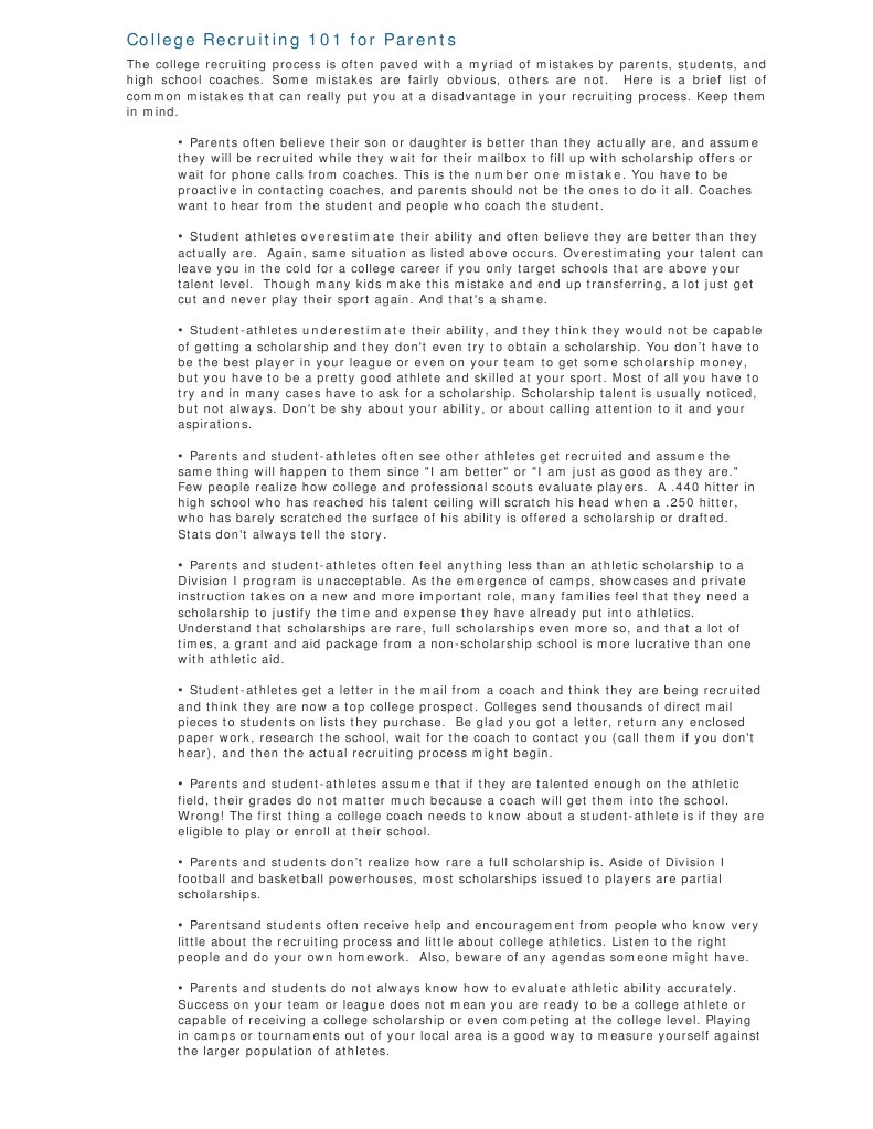 Common College Recruiting Mistakes | PDF | Sports