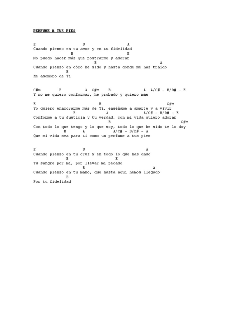 Acordes de Perfume A Tus Pies | PDF