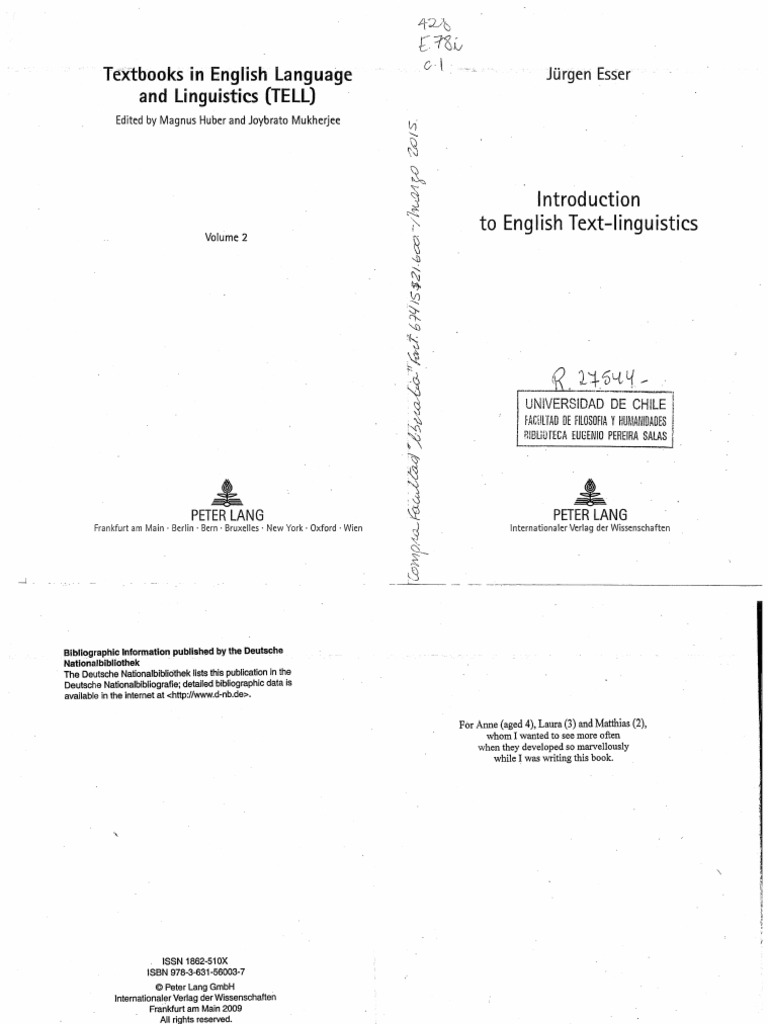 Introduction To English Text-Linguistics | PDF