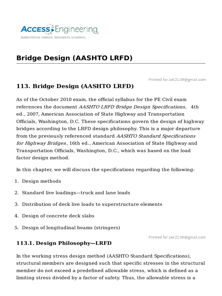 Bridge Design (Aashto LRFD) | PDF | Structural Load | Strength Of Materials