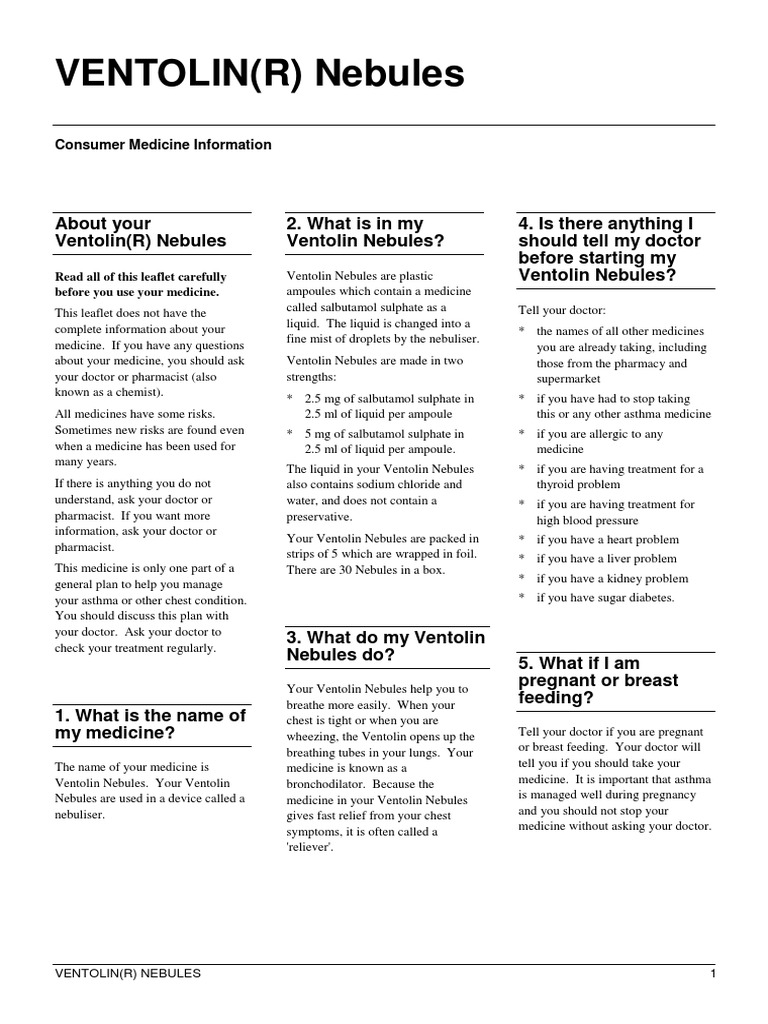 Ventolin Nebules Cmi | PDF | Pharmacology | Drugs