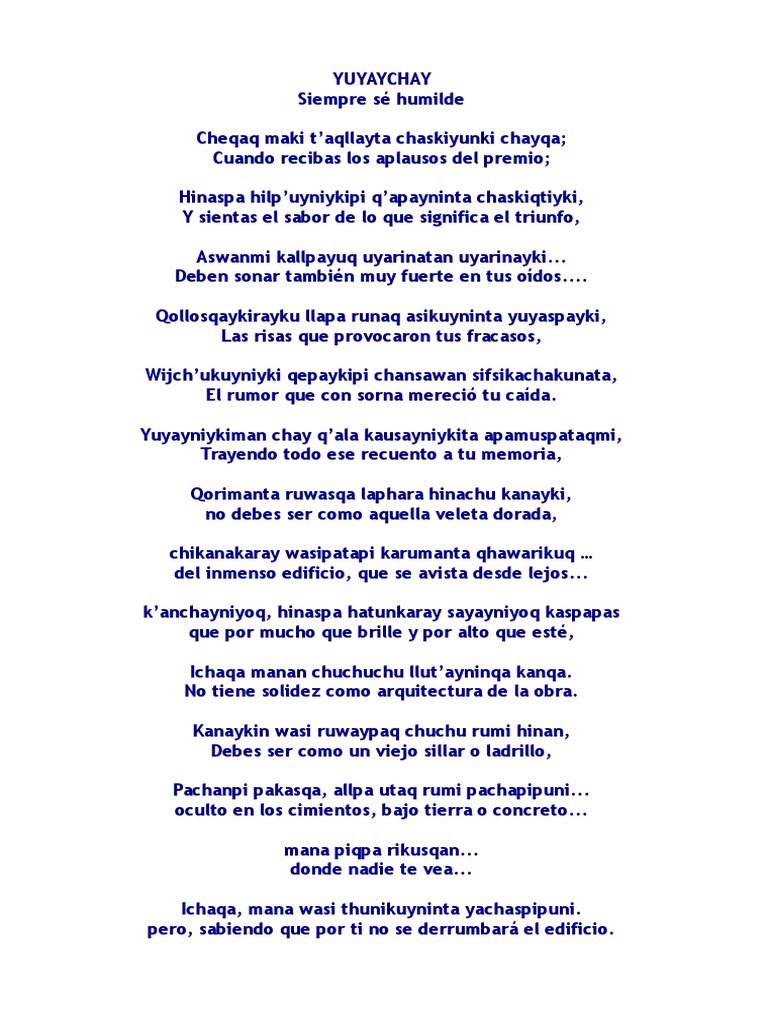 Poesía en Quechua: Naturaleza y Vida | PDF | Ocio