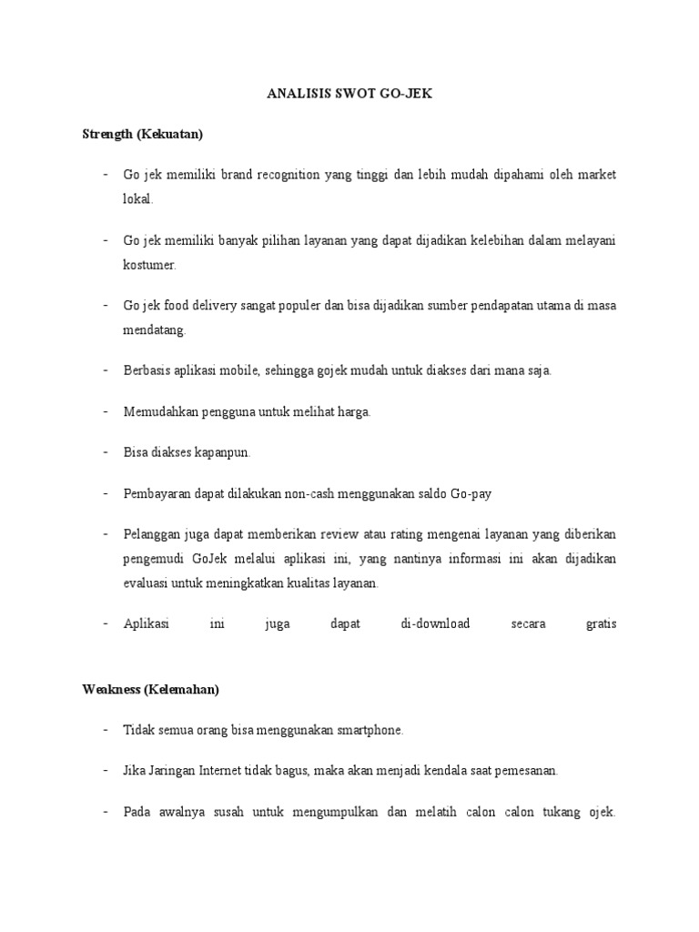Analisis Swot Gojek | PDF