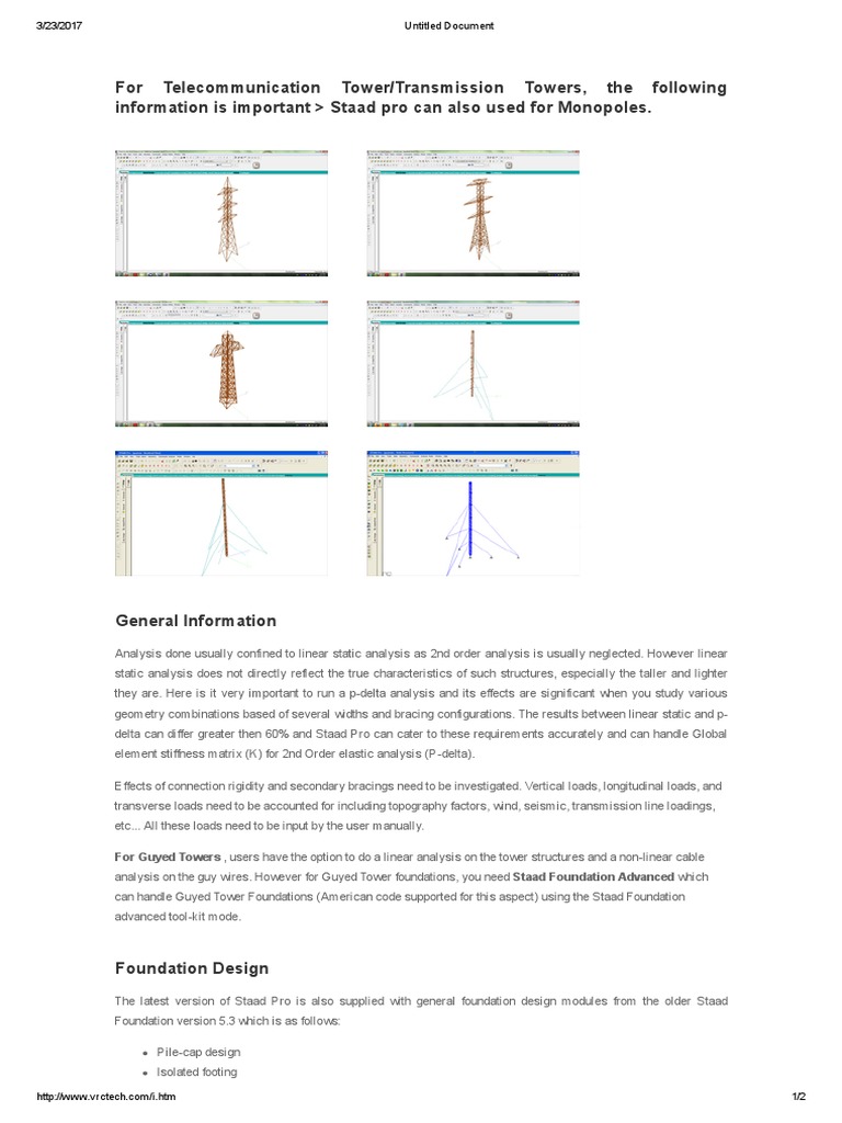 Staad-Pro Tower Analysis Procedure | PDF | Tower | Stiffness