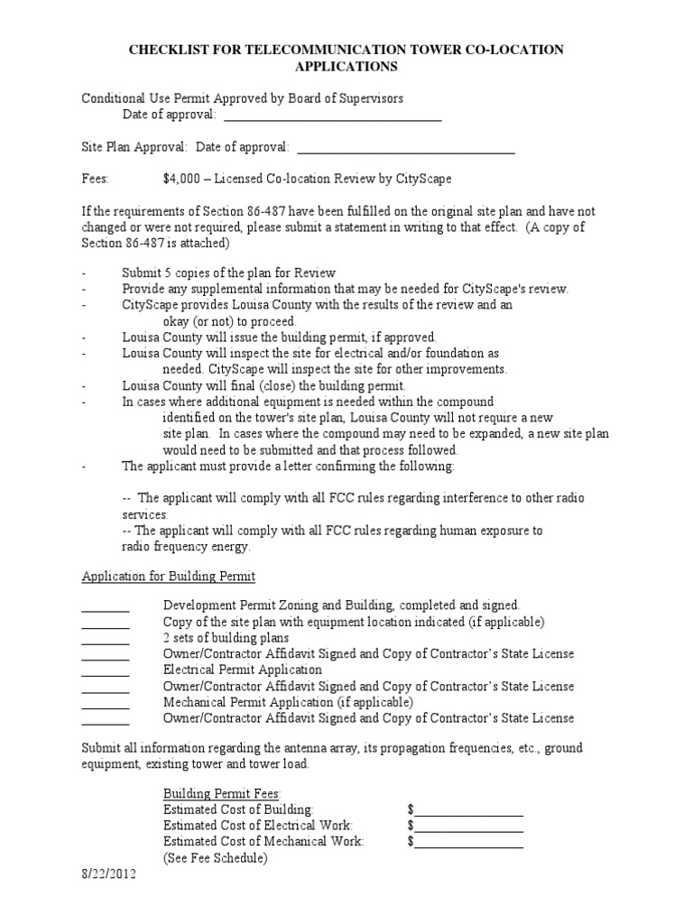 Telecom Checklist For Co-Location | PDF | Radio | Electromagnetic ...