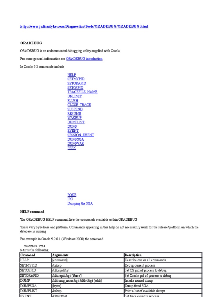 ORADEBUG | PDF | Oracle Database | Operating System Technology