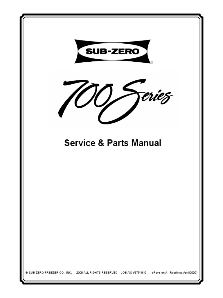 700 Series SubZero Service and Parts | PDF | Refrigerator | Electrical ...