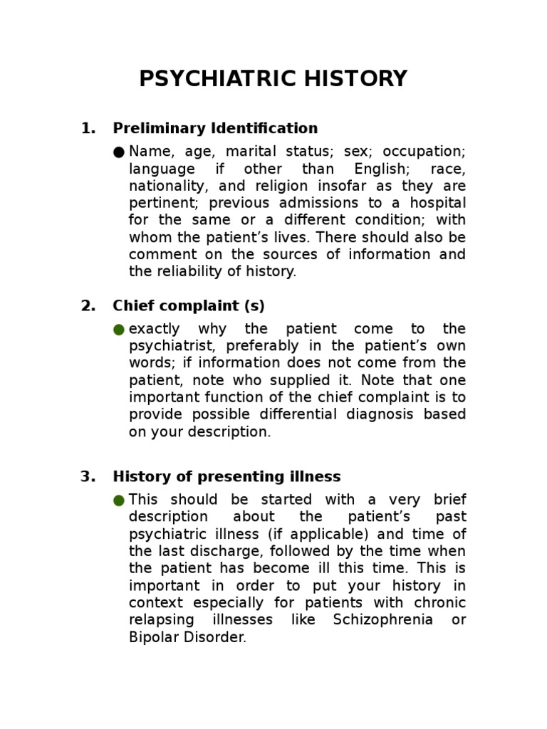 A Comprehensive Psychiatric Evaluation: Assessing the Patient's History ...