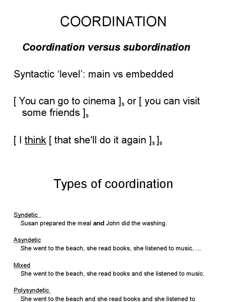 Coordination | PDF | Syntax | Rules