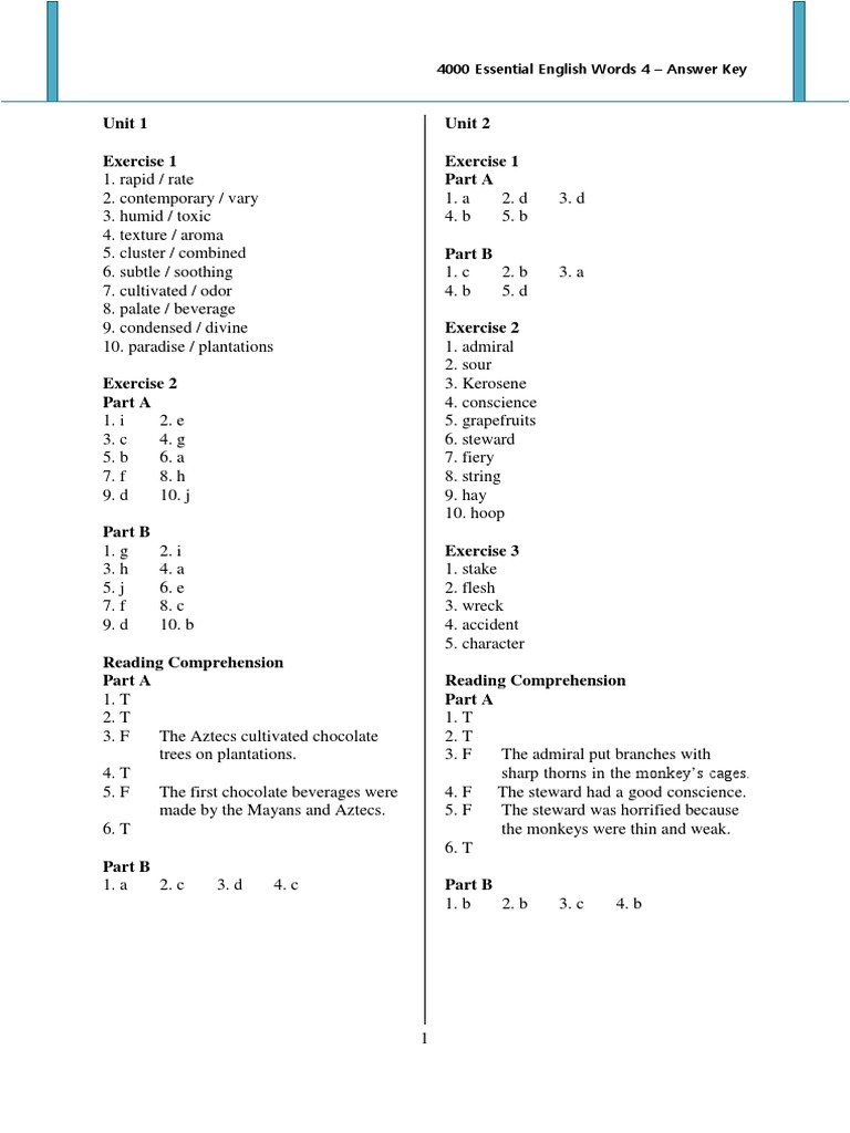 4000 Essential English Words 4 Key | PDF | Nature