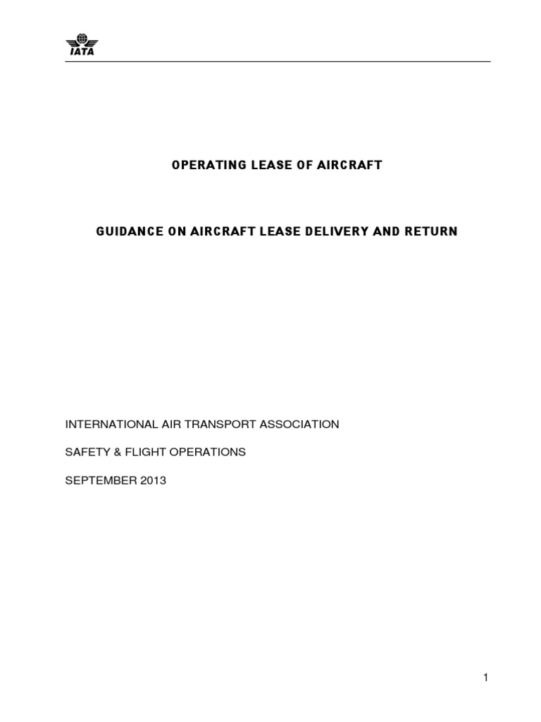 Guidance On Aircarft Lease Delivery and Return | PDF | Lease | Federal ...