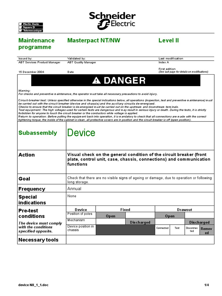 Masterpact Maintenance Procedure | PDF | High Voltage | Voltage