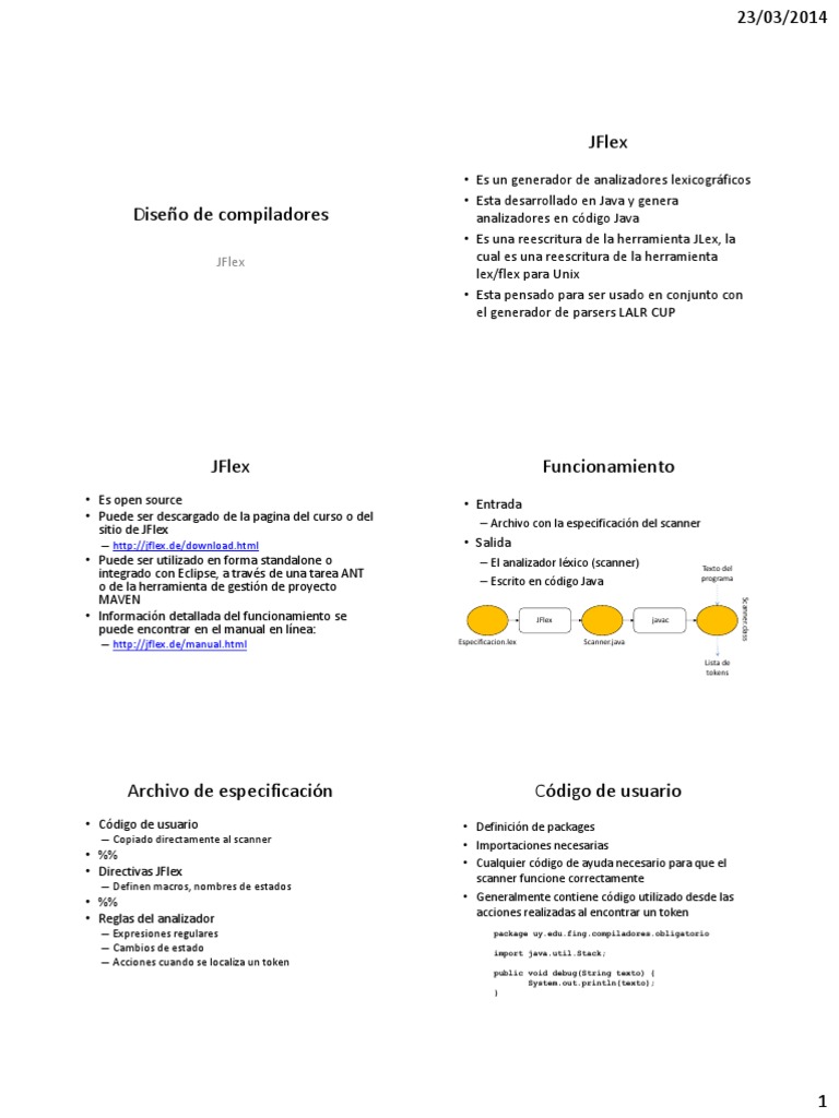 04 JFlex PDF | PDF | Compilador | Java (lenguaje de programación)