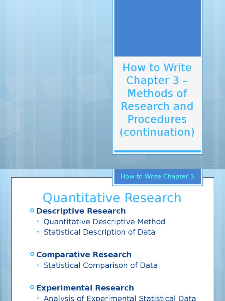 How To Write Chapter 3 - Methods of Research and Procedures ...