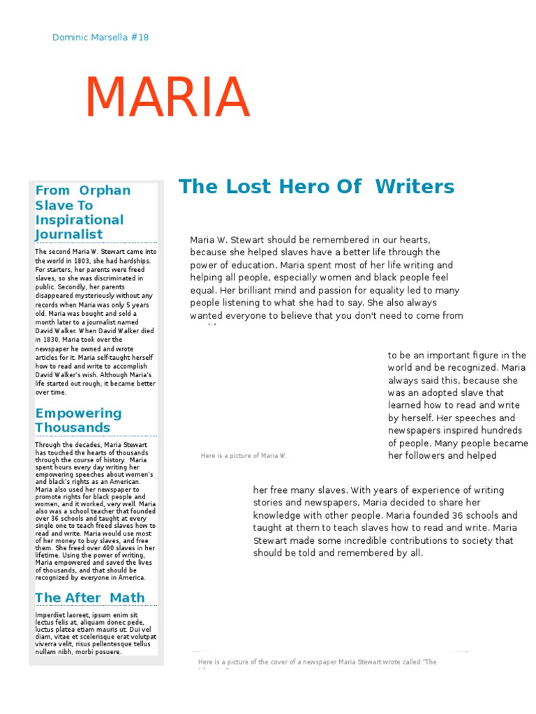 Maria Stewart Project | PDF | Abolitionism In The United States | Slavery