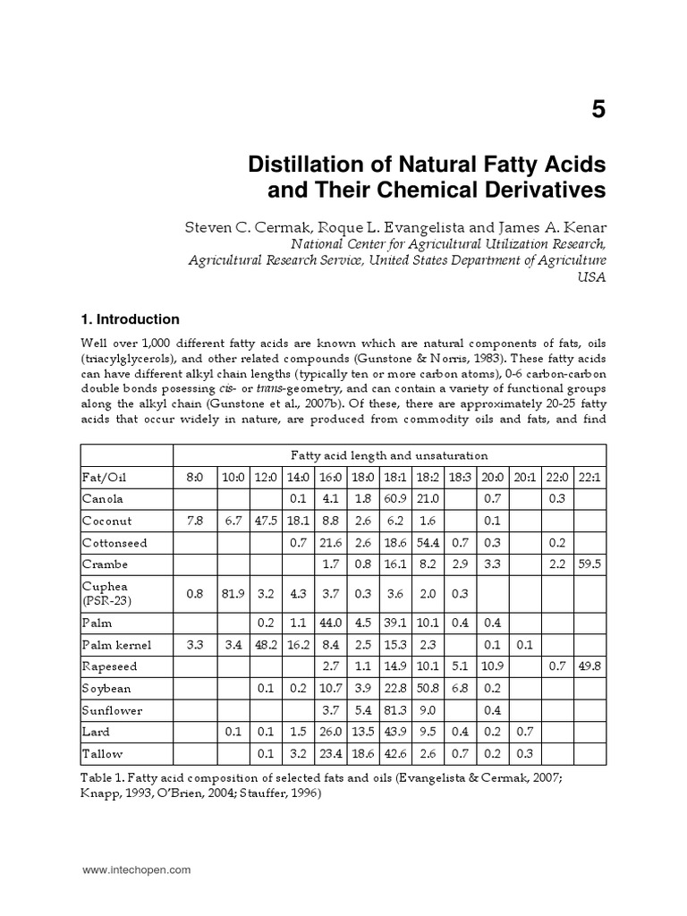 Distillation of Natural Fatty Acids and Derivates PDF | PDF | Vegetable ...