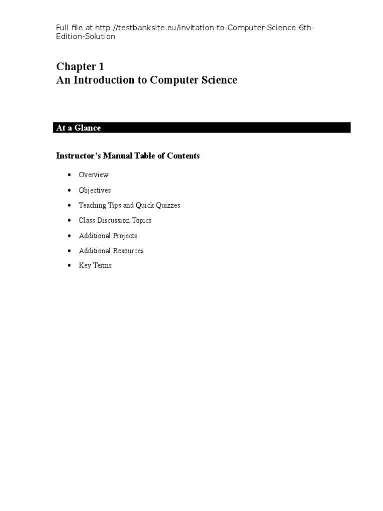 Invitation To Computer Science 6th Edition Solution | PDF | Algorithms ...
