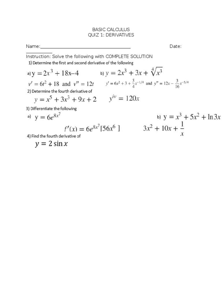 BASIC CALCULUS Quiz DC | PDF