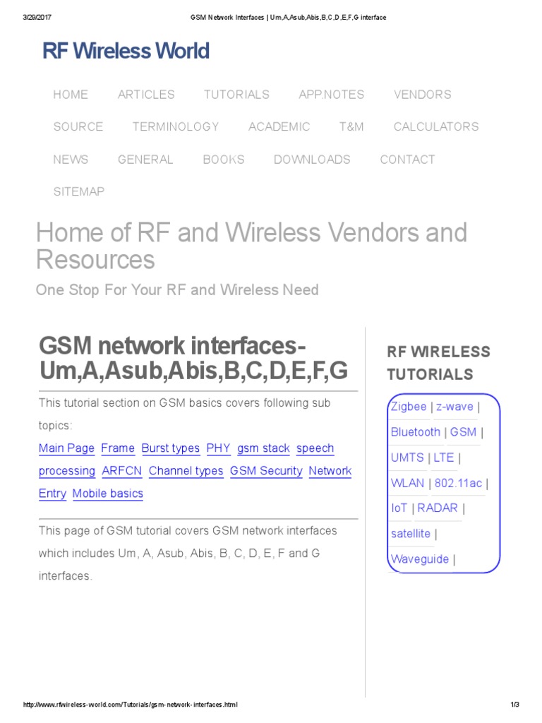 GSM Network Interfaces - Um, A, Asub, Abis, B, C, D, E, F, G Interface ...