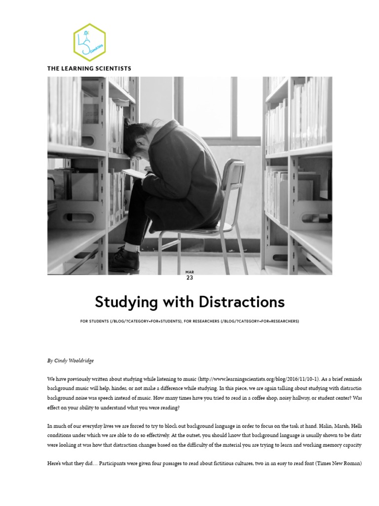 Studying With Distractions - The Learning Scientists | PDF ...