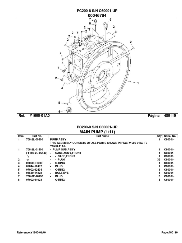 Manual de Partes Pc200lc-8 | PDF | Piston | Cylinder (Engine)