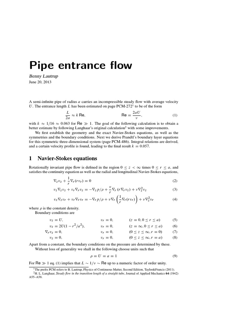 Pipe Entry Flow | Fluid Dynamics | Boundary Layer