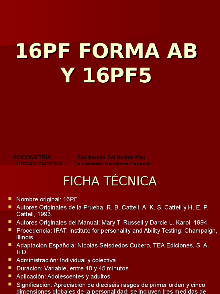16PF Forma Ab y 16PF5 | PDF | Pruebas psicologicas | Psicometría
