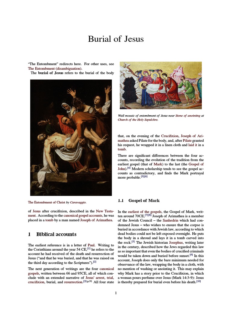Burial of Jesus PDF | PDF | Roman Era Jews | New Testament Content