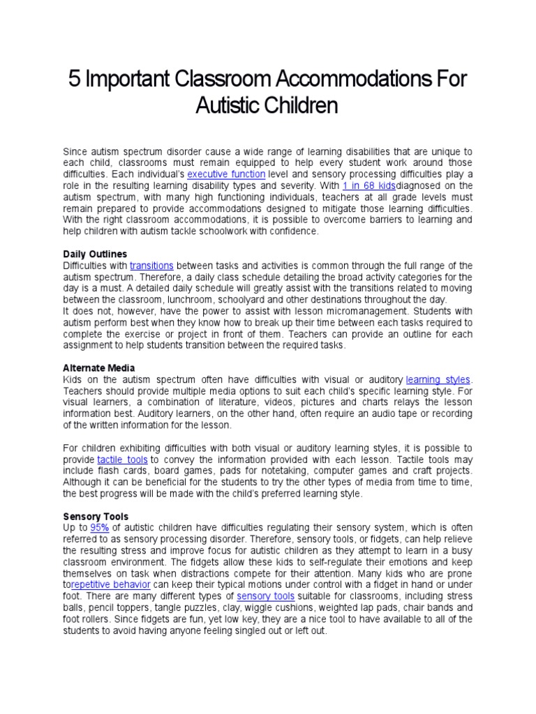 5 Classroom Tips for Autistic Students | PDF | Autism | Homework