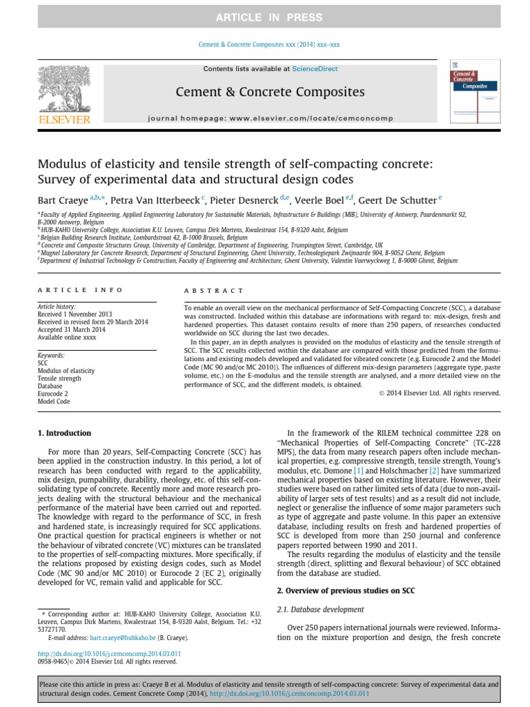 2014 PVI JOURNAL Cement Concrete Composites 2014 Modulus of Elasticity ...