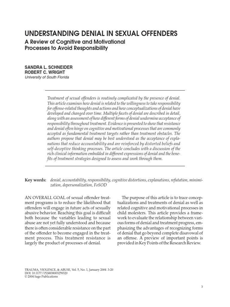 Understanding Denial in Sexual Offenders | PDF | Denial | Deviance ...